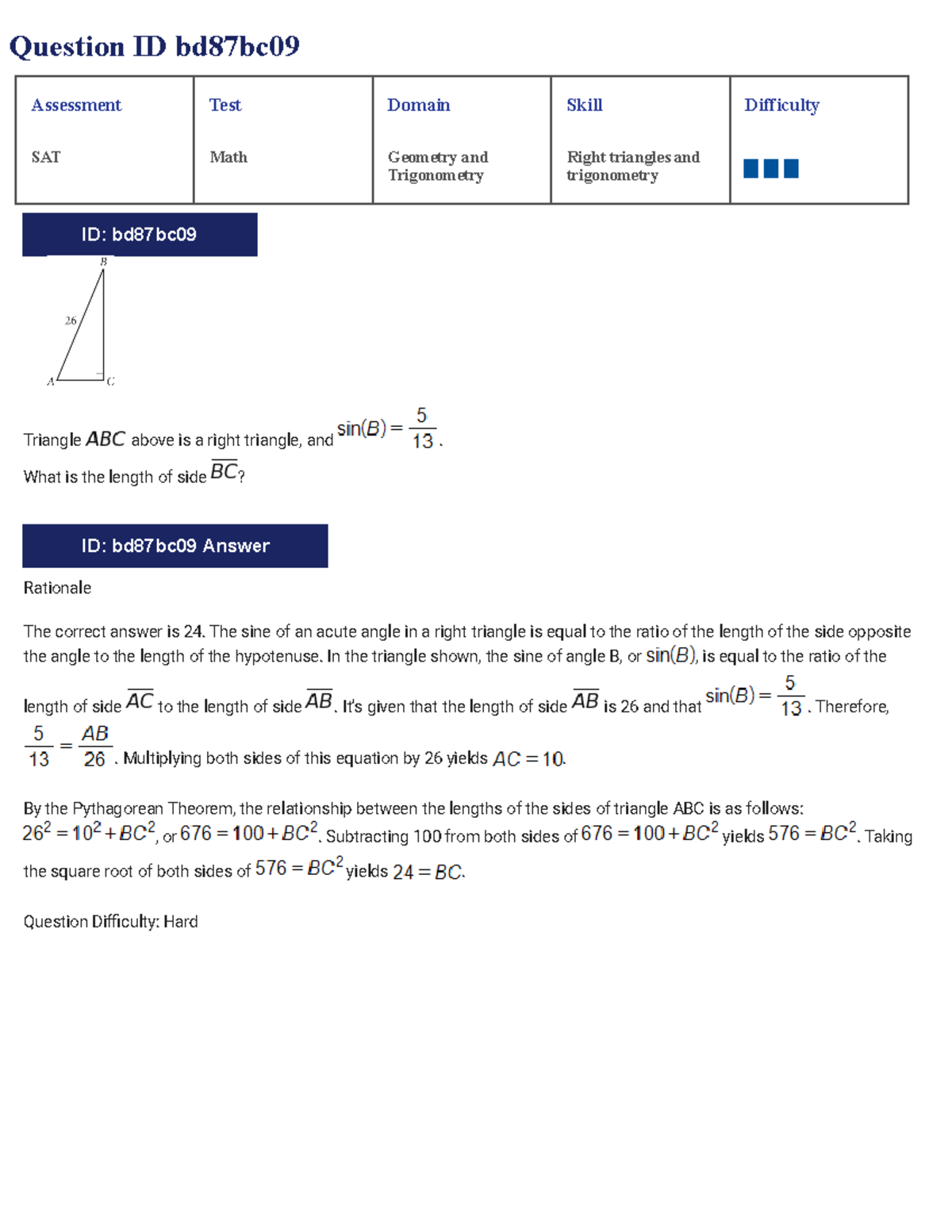 Right Triangles and Trigonometry (SAT) Study Guide and Answers - Studocu