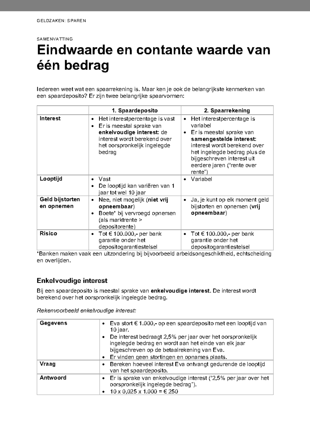 C samenvatting t10101 o04s01 Eindwaarde en Contante Waarde van ...