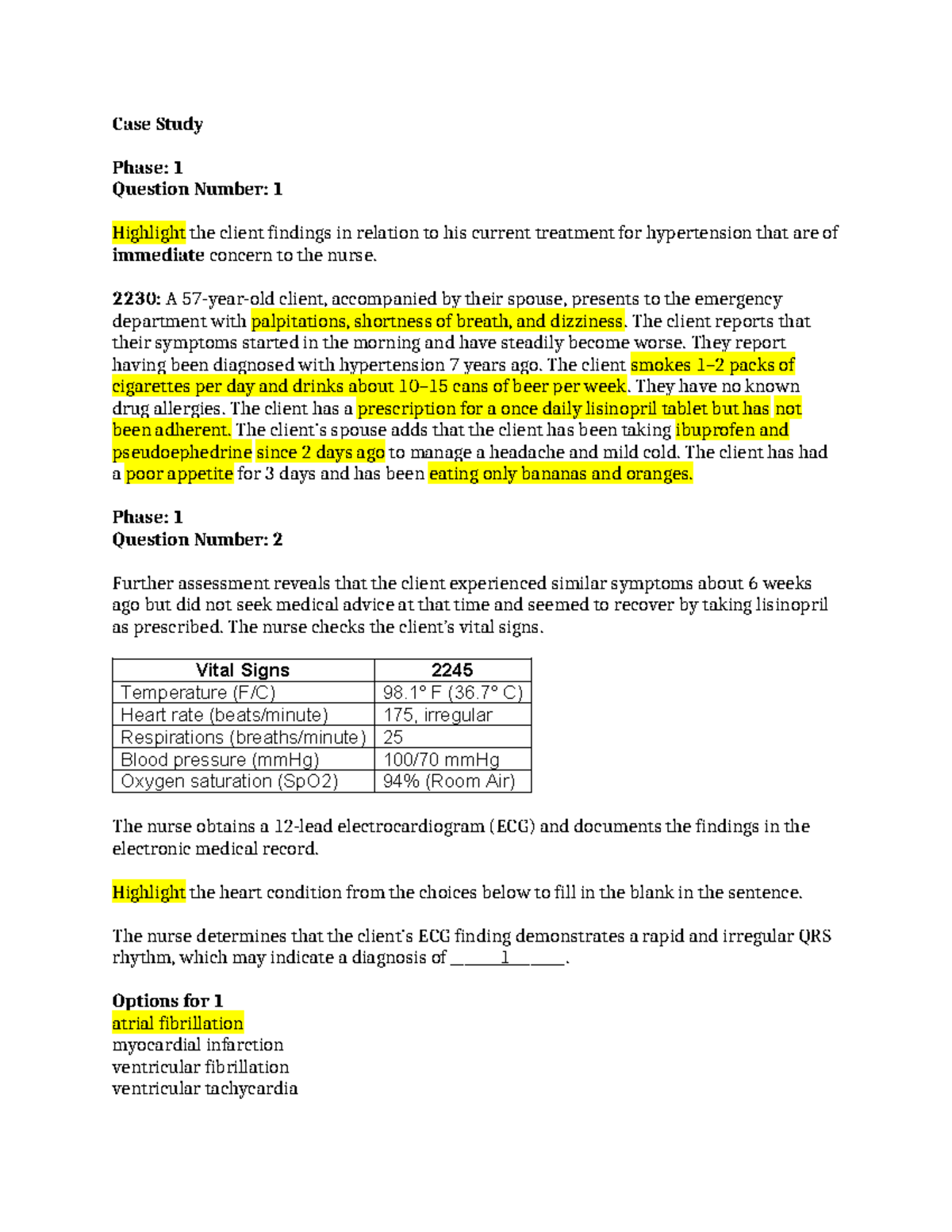 Module 12 Case Study: Hypertension Treatment & Cardiac Assessment ...