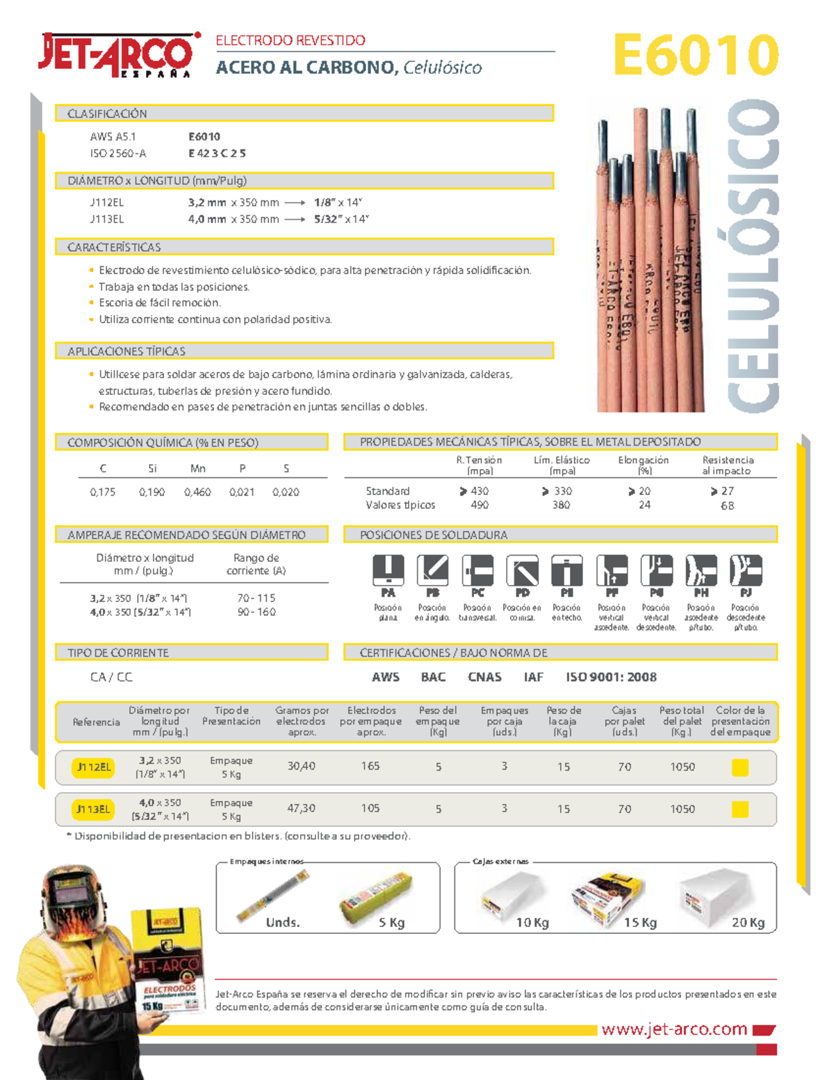 Ficha Tecnica JET ARCO E6010 - ELECTRODO REVESTIDO ACERO AL CARBONO ...