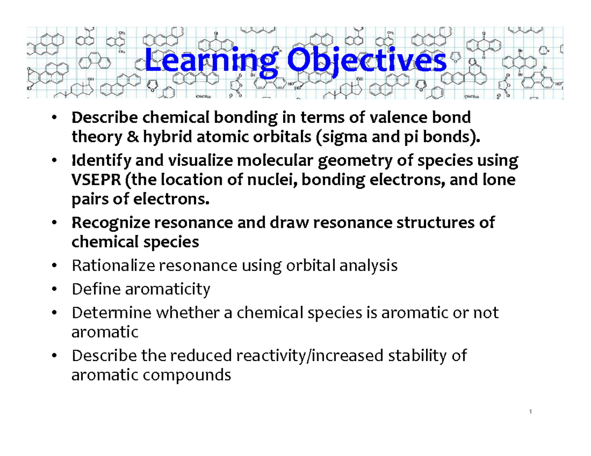 3 - Bonding, Resonance & Aromaticity: Valence Bond Theory & MO Concepts ...