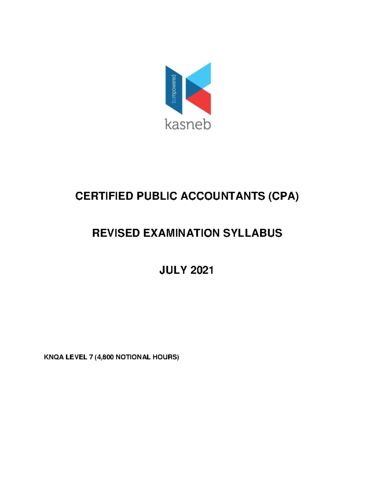 CPA Syllabus Overview - July 2021 Content Summary for KNQA Level 7 ...
