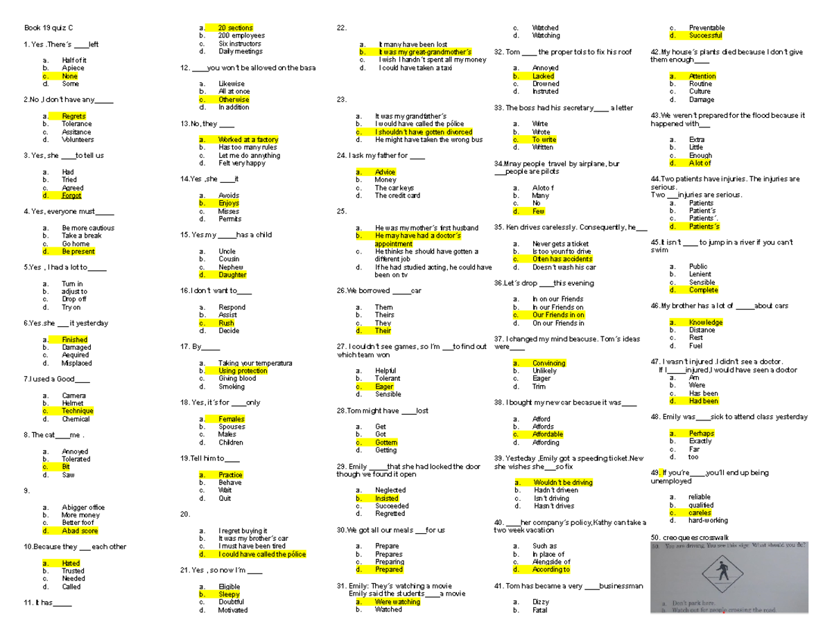 Quiz C Preparation for Book 19 - Alcp Book 9C Exam Questions - Studocu