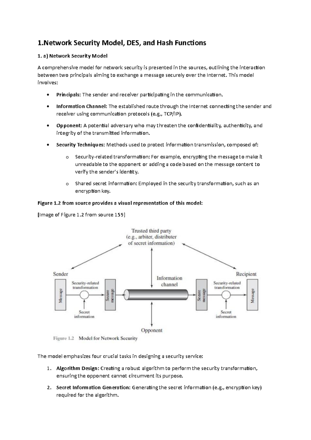CRNS MID Question & Answers - 1 Security Model, DES, and Hash Functions ...