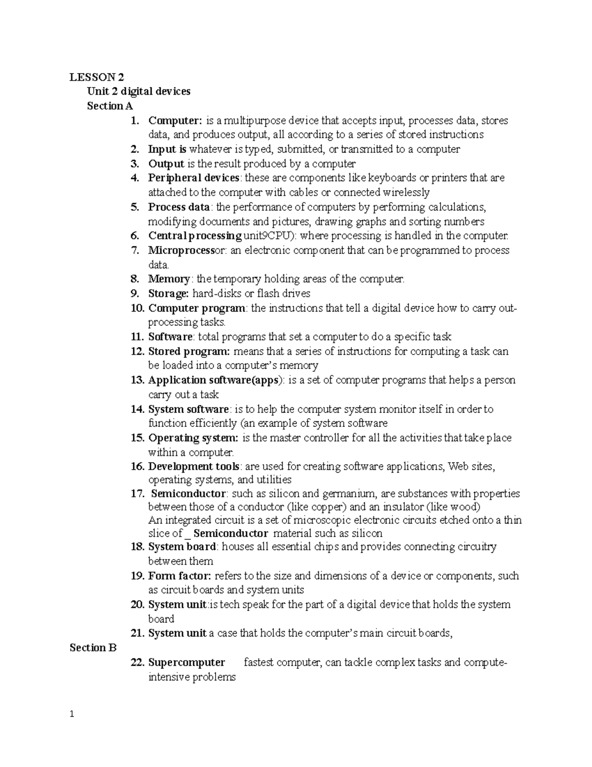 Lecture 2 digital devices - LESSON 2 Unit 2 digital devices Section A 1 ...