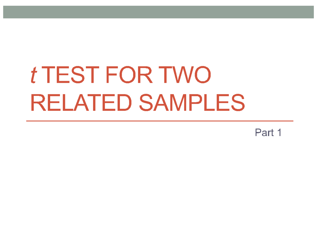 t-Test for Related Samples: Impact of Swearing on Perceived Pain - t ...