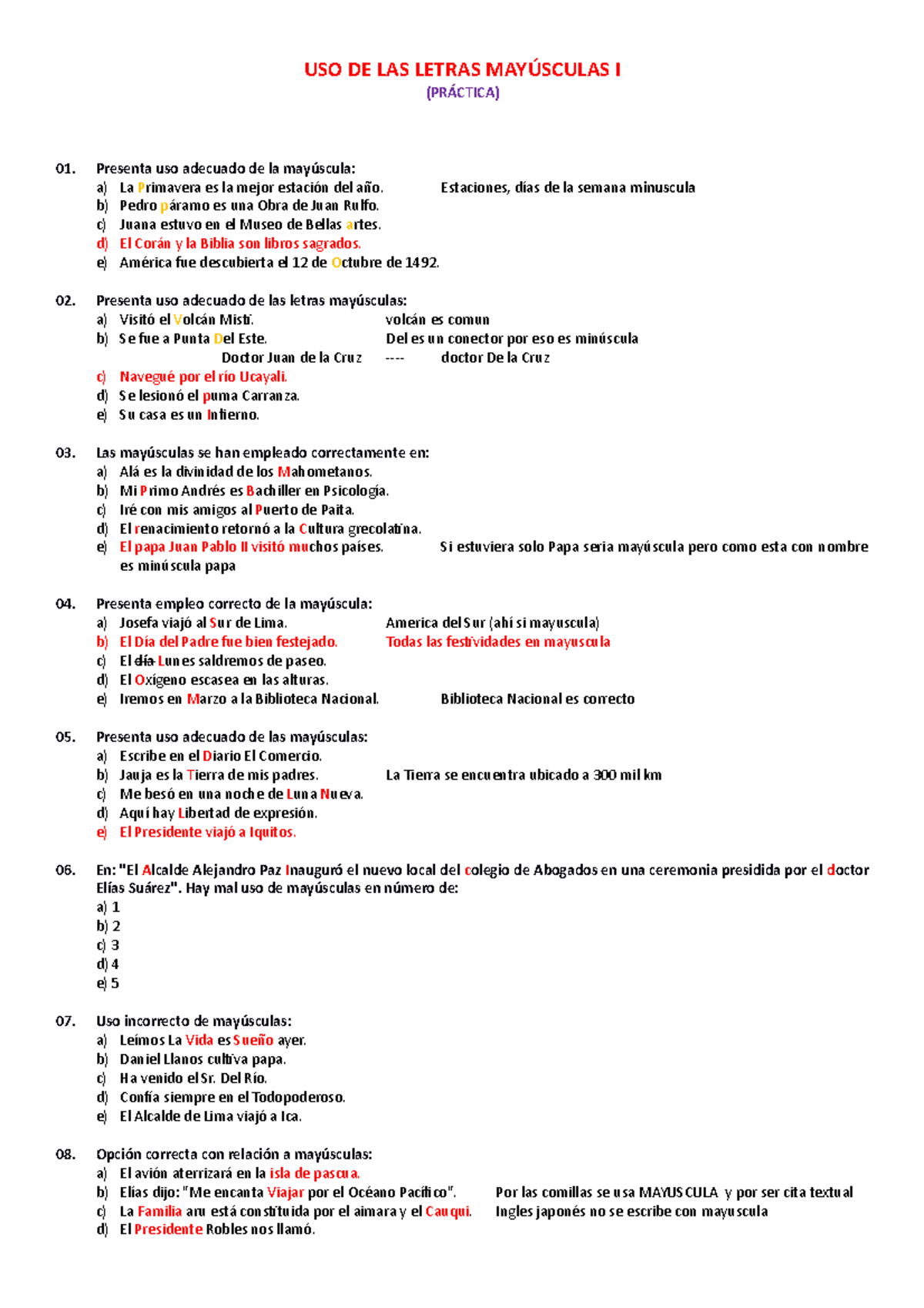 Uso de Mayúsculas: Guía Práctica para Estudiantes de Español - Studocu