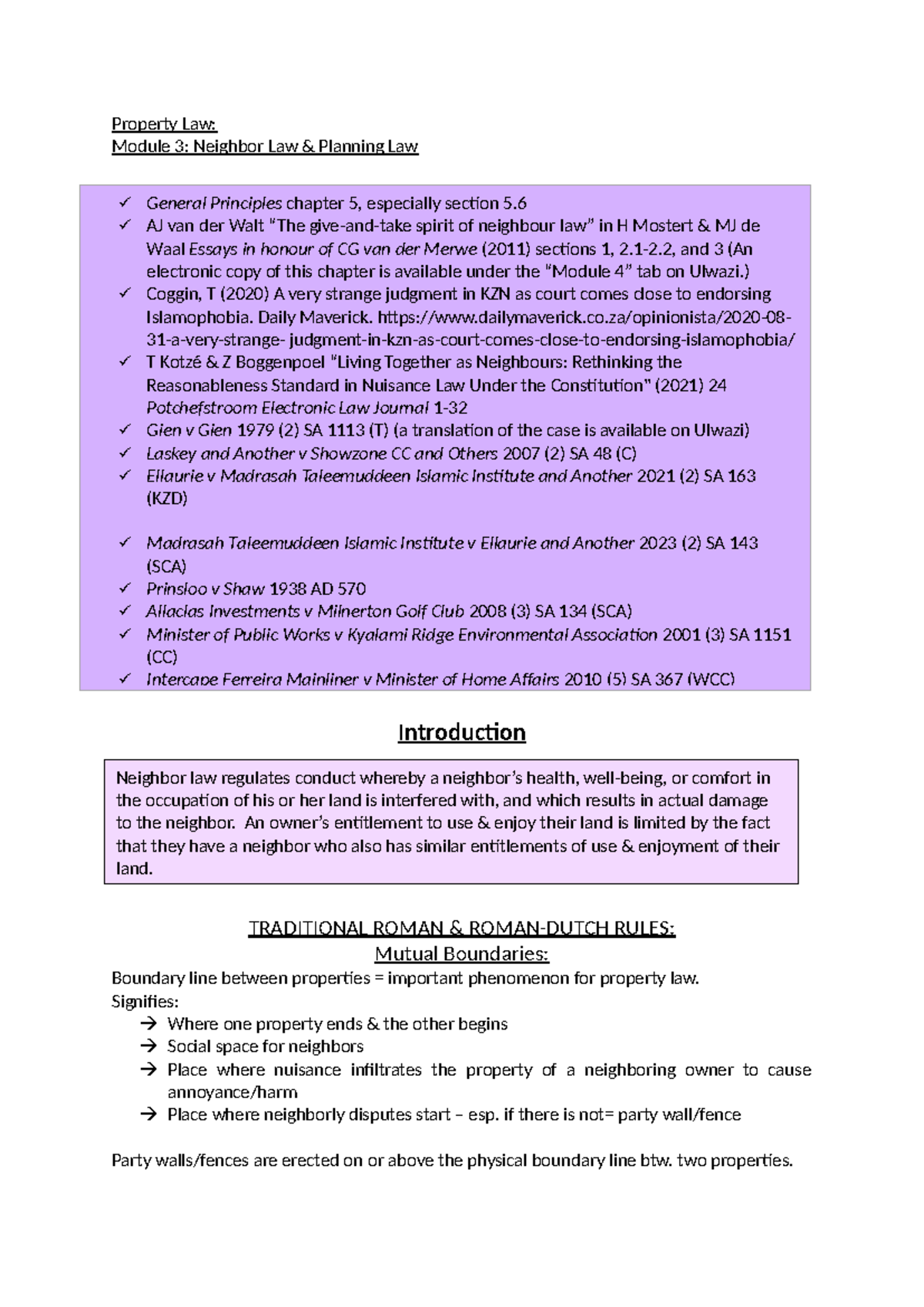 Module 3 - LAWS3049: Neighbor Law Principles and Nuisance Analysis ...