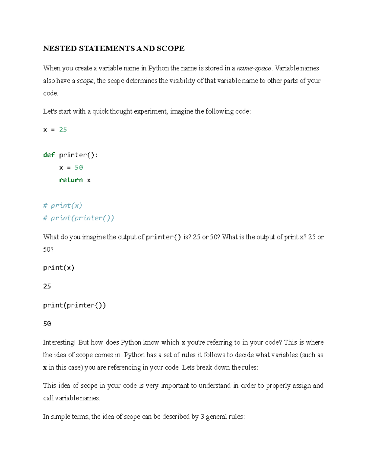 06-Nested Statements and Scope - NESTED STATEMENTS AND SCOPE When you ...