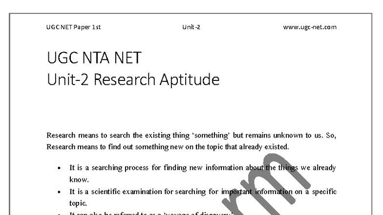 UGC NET Paper 1: Research Aptitude Overview and Characteristics - Studocu