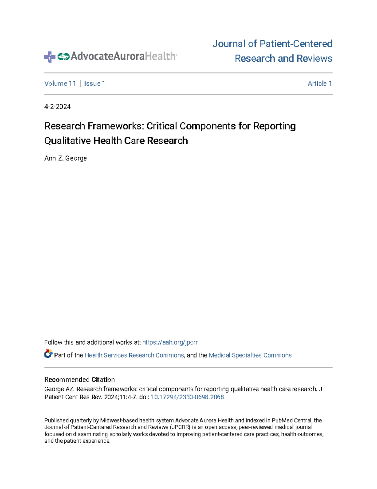 Research Frameworks in Qualitative Health Care Research: Insights and ...