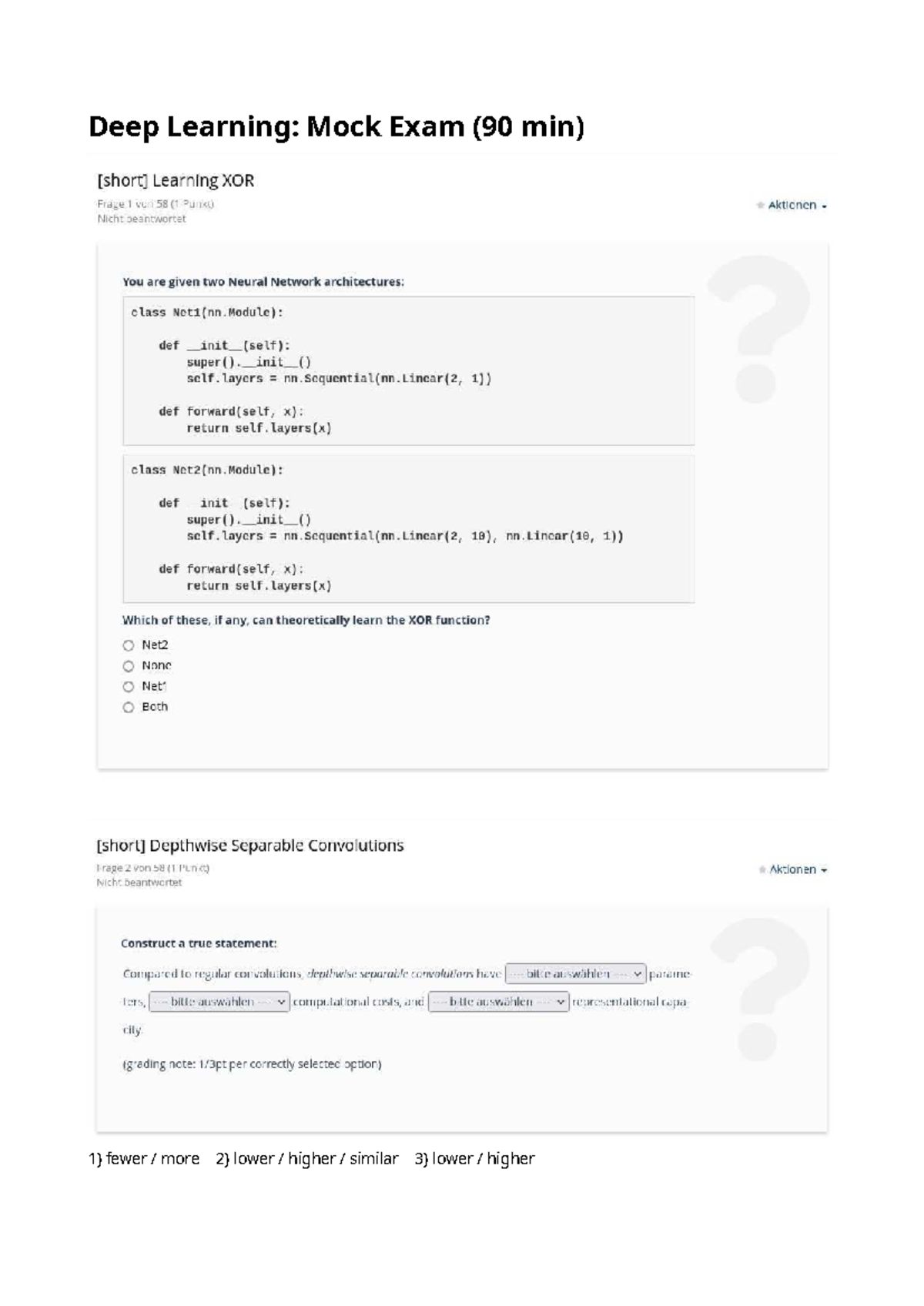 Deep Learning: 22-23 Mock Exam (90 min) on XOR and Neural Networks ...