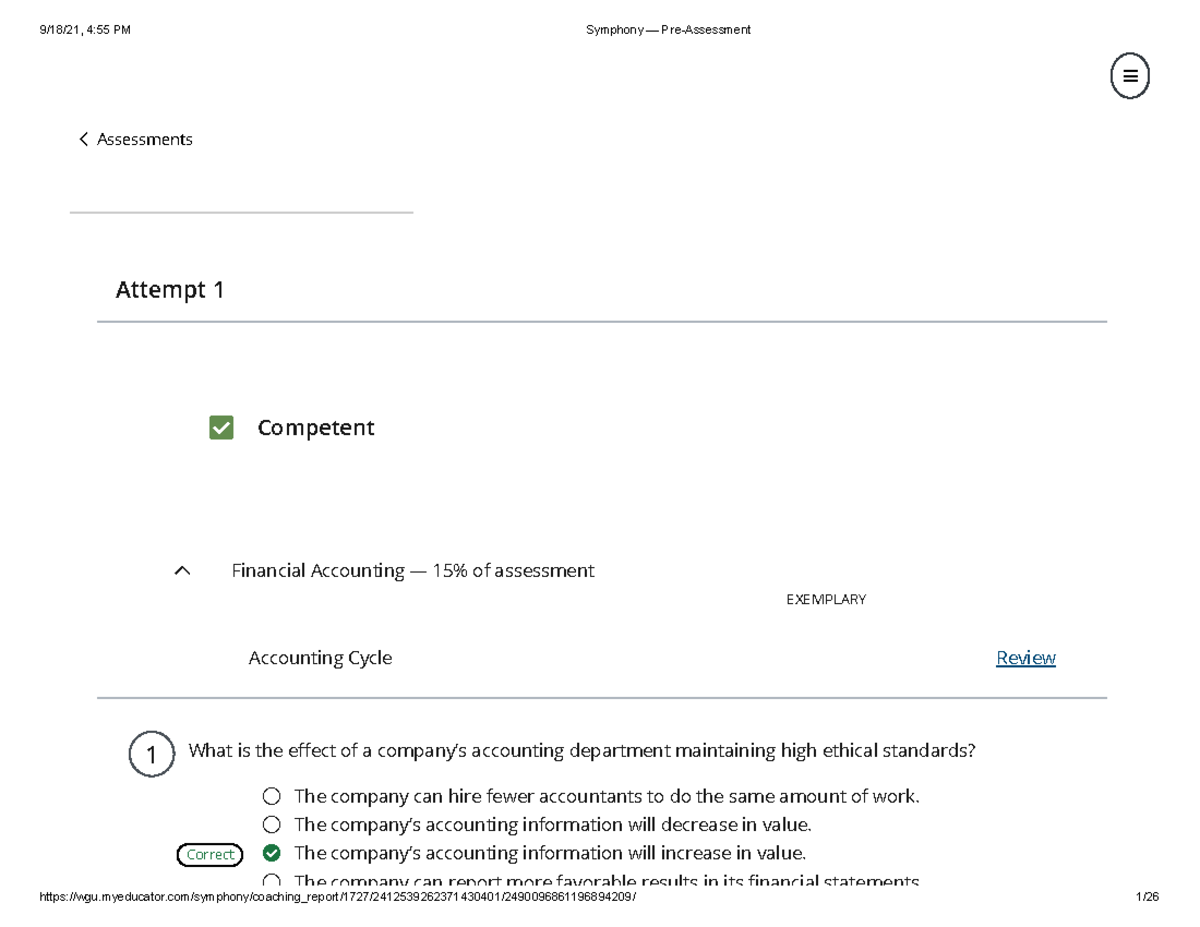 D196 Principles of Managerial Accounting Pre-Assessment Report - Studocu
