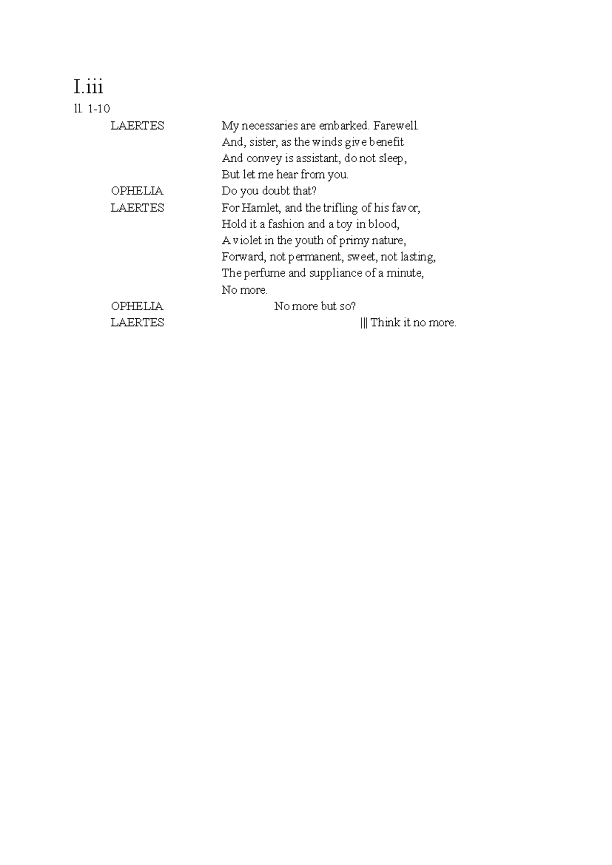 Act 1 Scene 3 Analysis - Hamlet (ENG 101) - Studocu