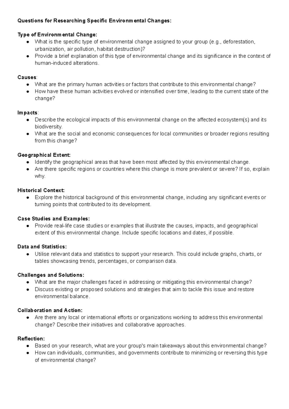 8.03 - Presentation on Human-Induced Environmental Changes - Studocu