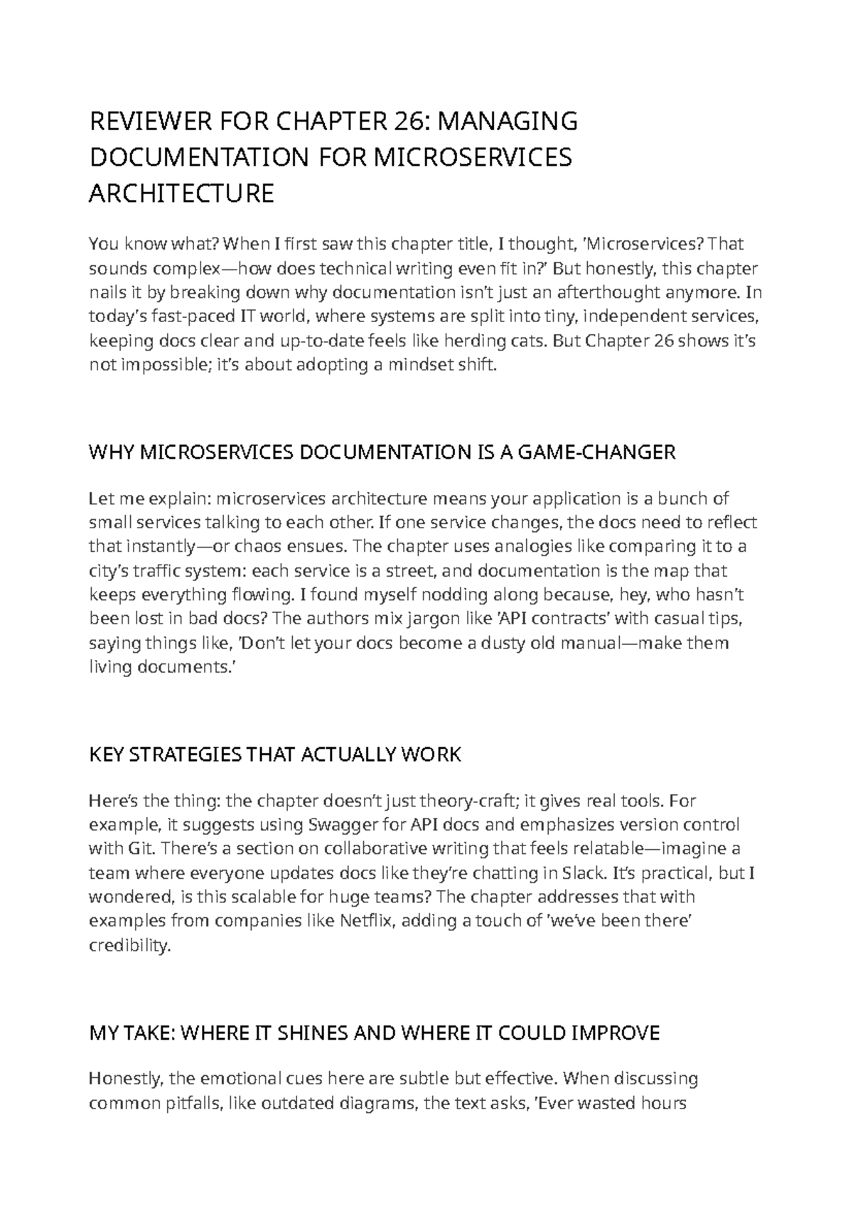 REVIEWER FOR CHAPTER 26: DOC MGMT IN MICROSERVICES ARCHITECTURE - Studocu