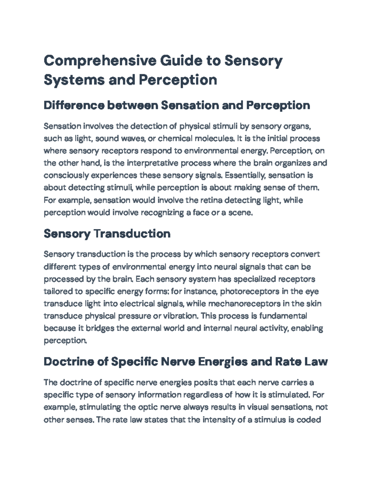 Comprehensive Guide to Sensory Systems and Perception (Psych 101) - Comprehensive Guide to ...