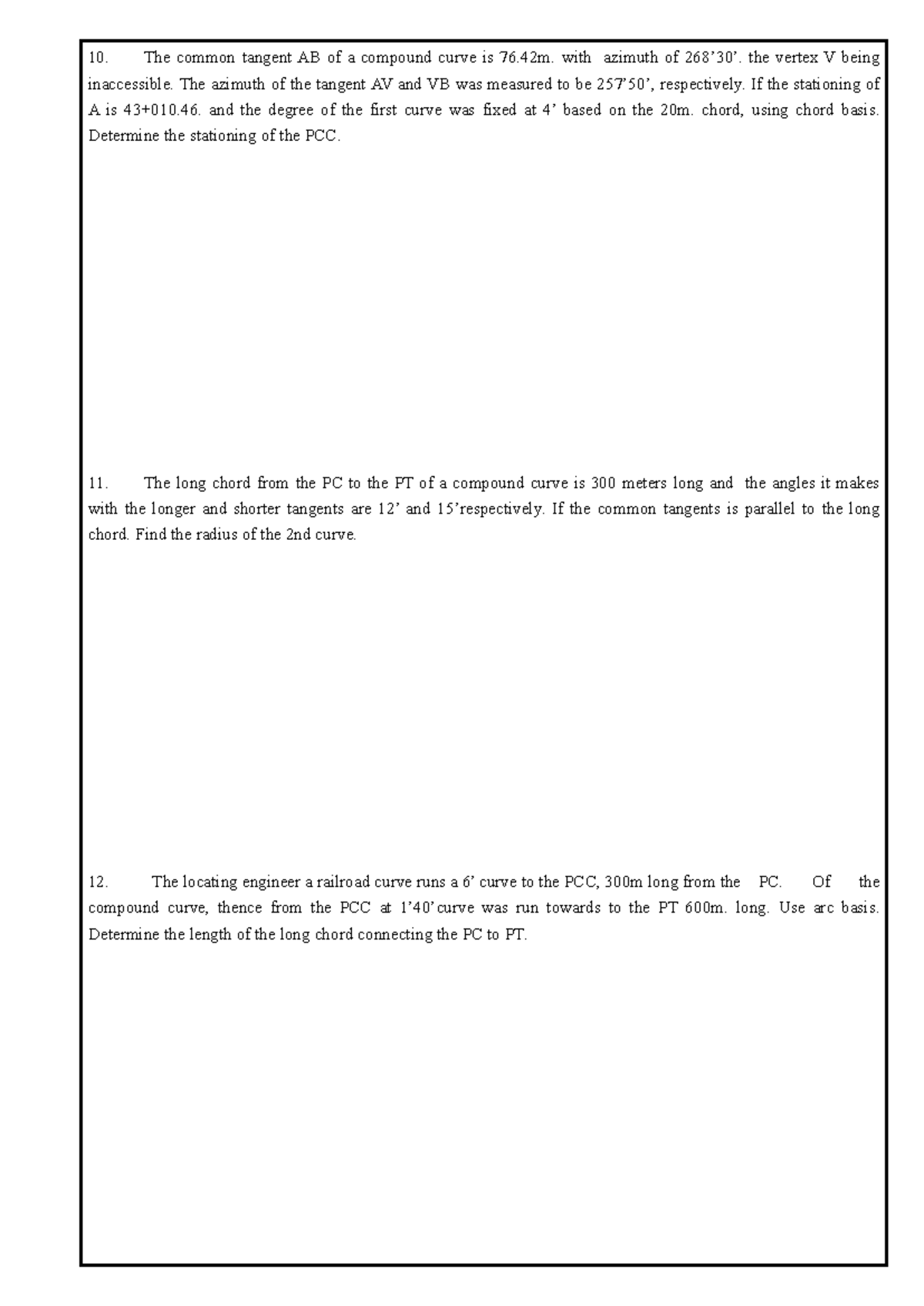 Compound Curves: Detailed Calculations and Analysis - Studocu