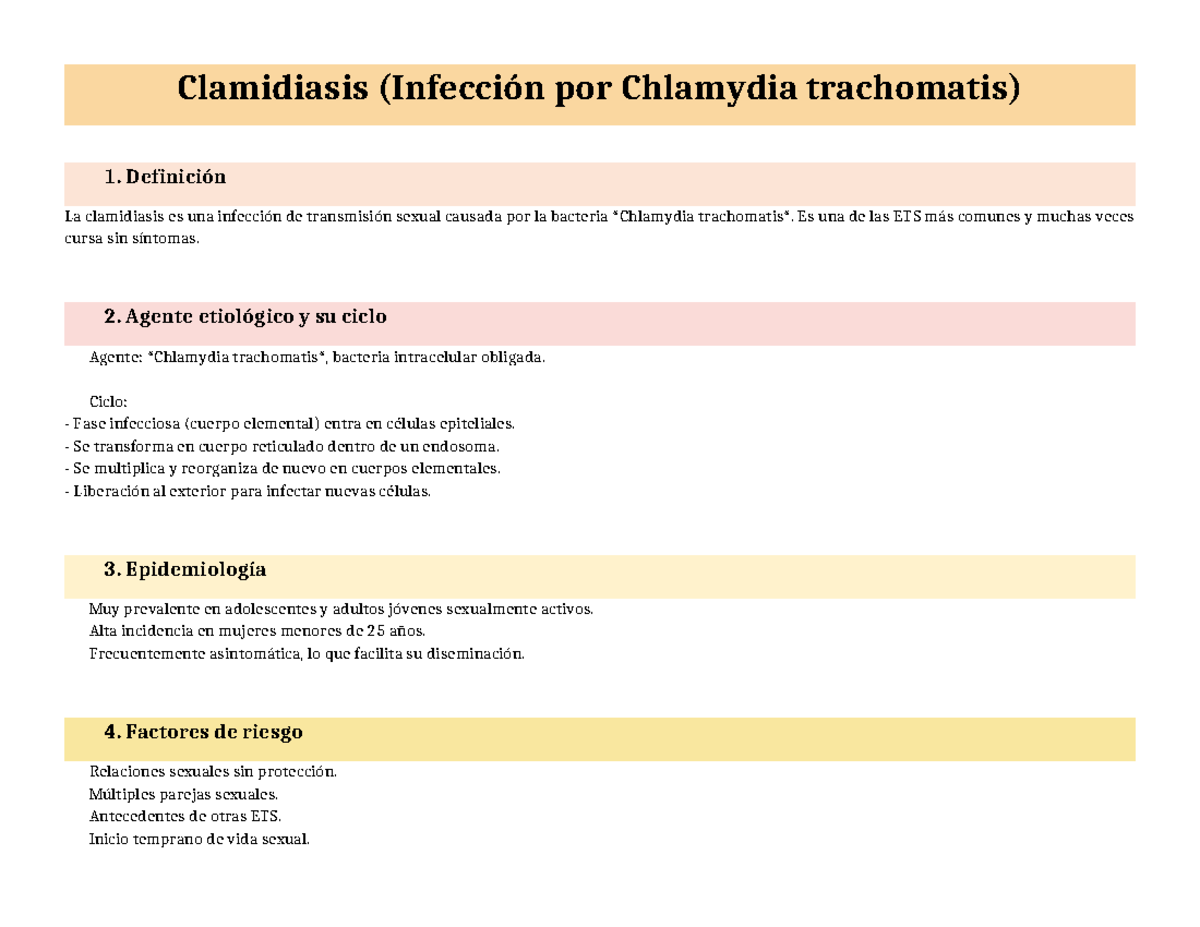 Infografía sobre Clamidiasis: Infección por Chlamydia trachomatis - Studocu