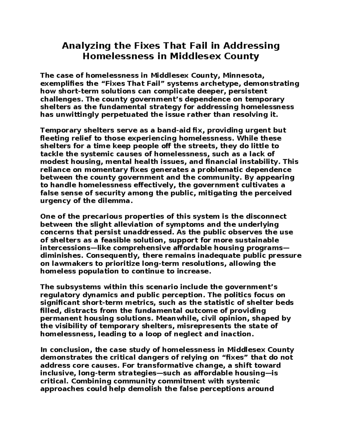 AAN D459 Case Study: Failures of Temporary Solutions in Homelessness - Studocu