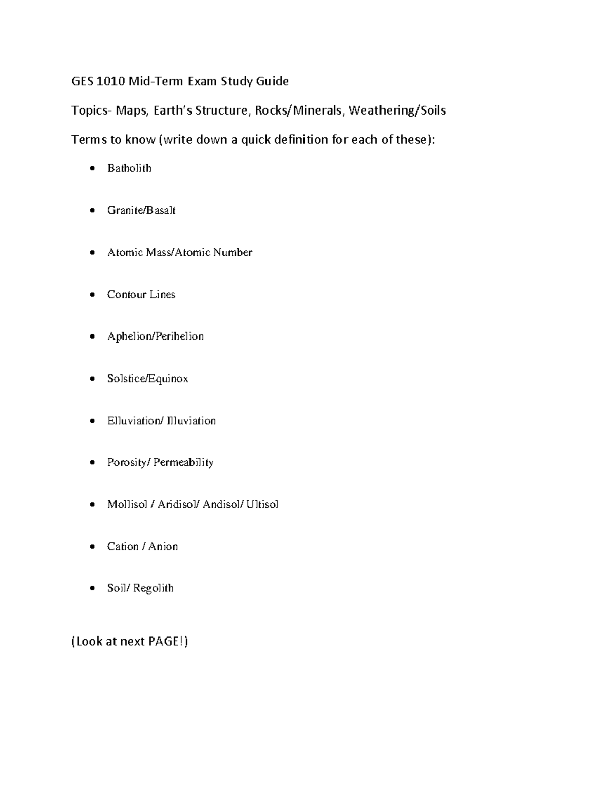 GES 1010 Mid-Term Exam Study Guide: Key Earth Science Concepts - Studocu