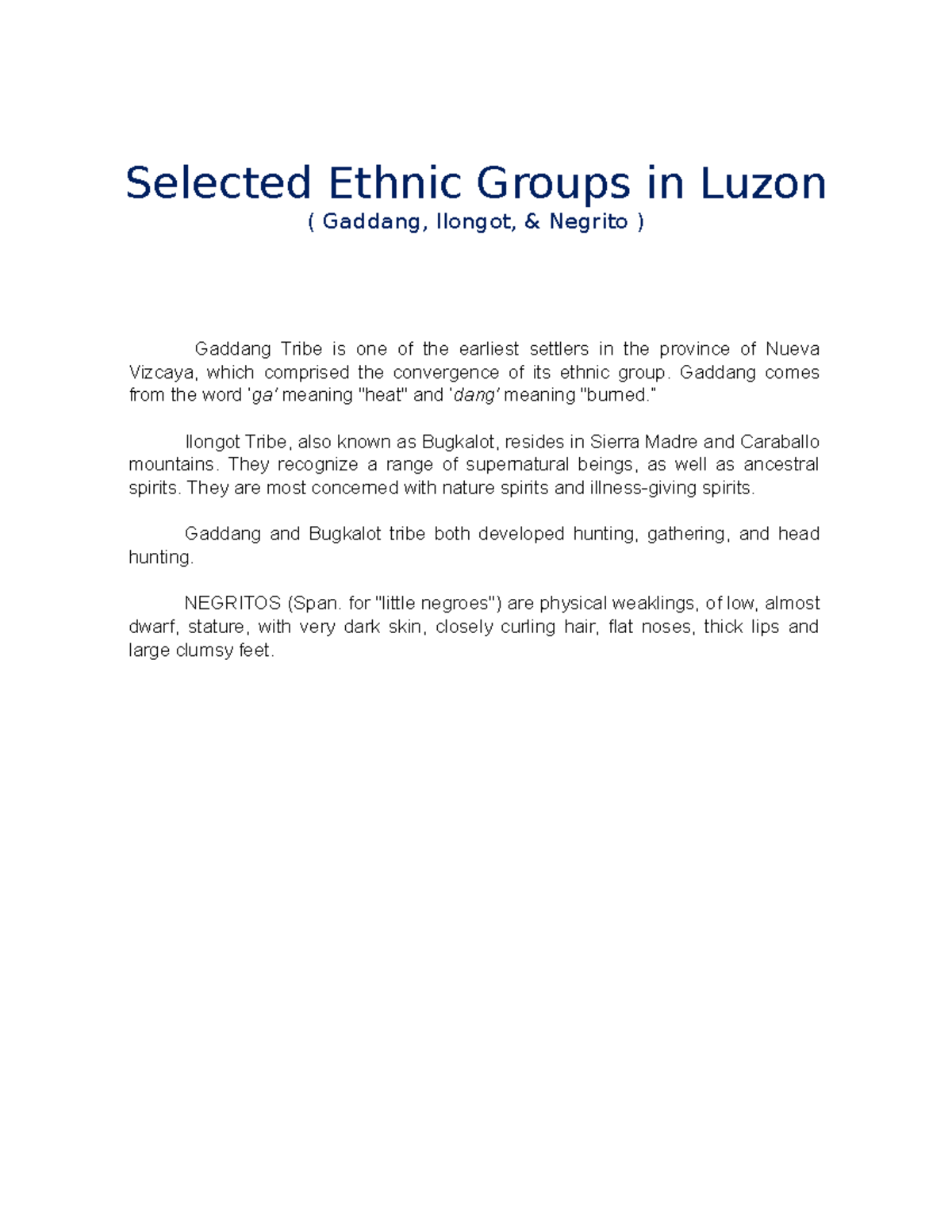Selected Ethnic groups in the Philippines - Selected Ethnic Groups in ...