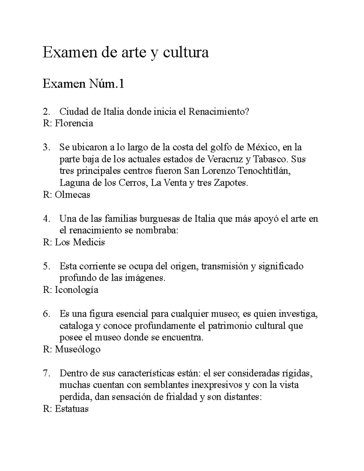 Examen de Artes: Preguntas y Respuestas Clave sobre Cultura y Estilo ...