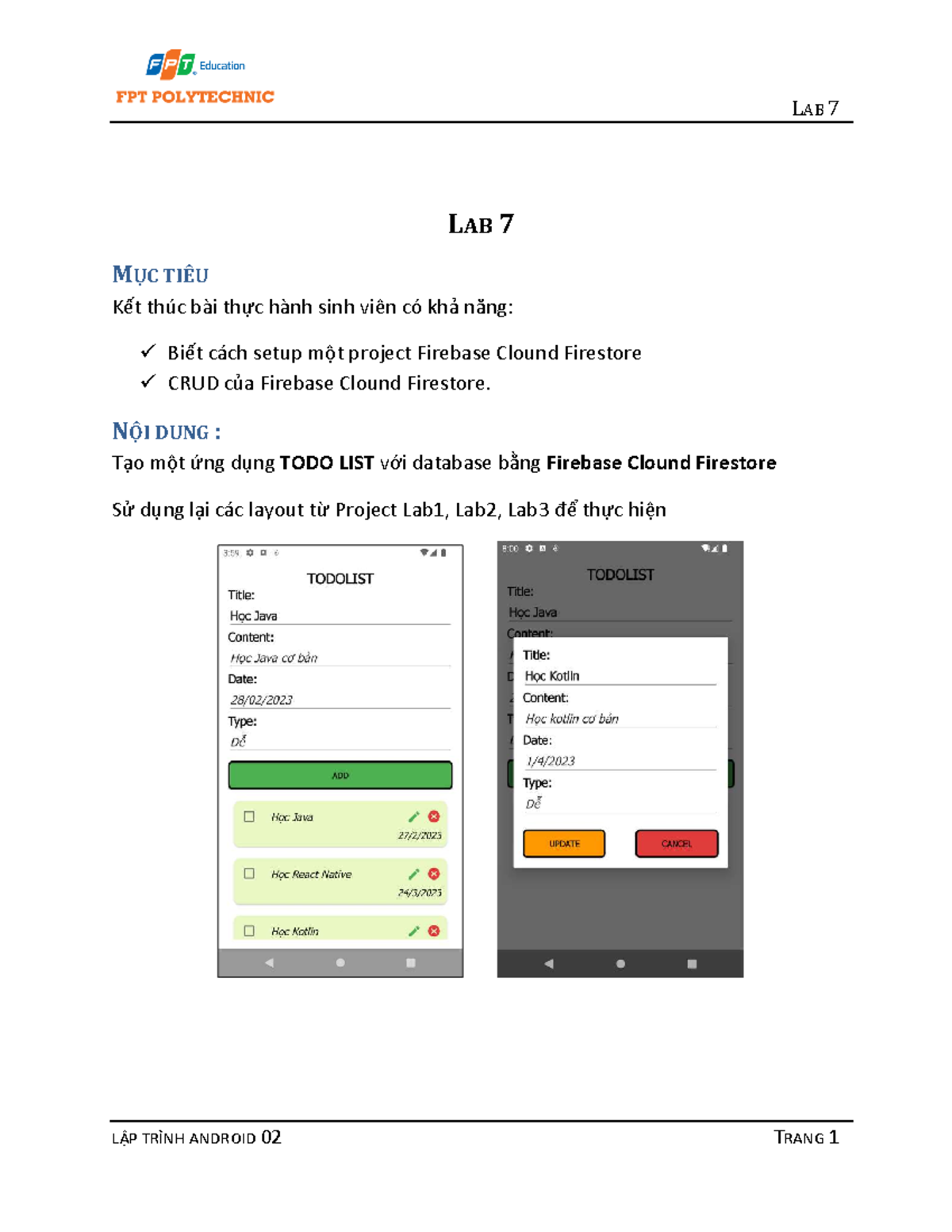 LAB 7: Hướng Dẫn Setup Firebase Cloud Firestore trong Lập Trình Android ...
