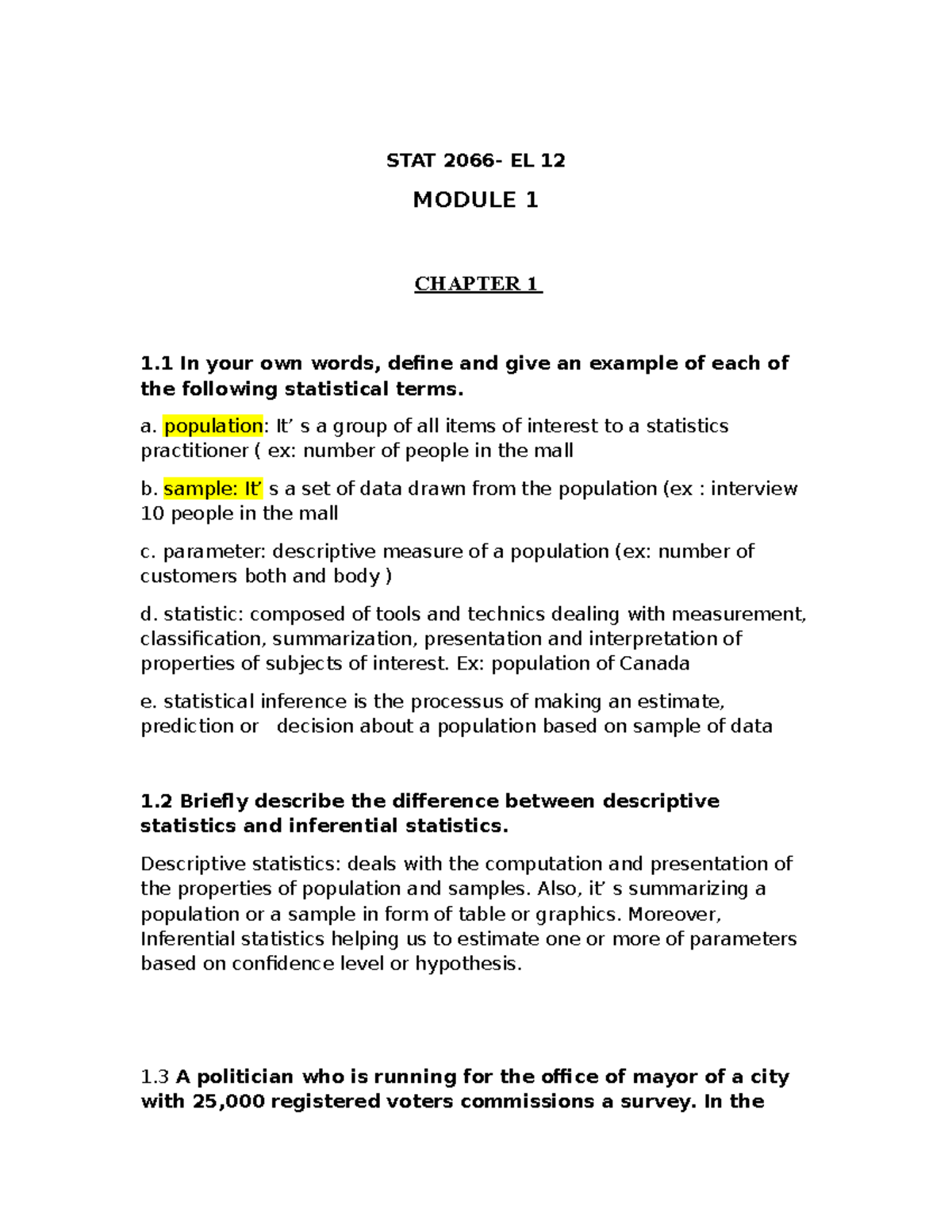 STAT EL 12 MODULE 1 CHAPTER 1: Statistical Terms & Concepts Explained ...