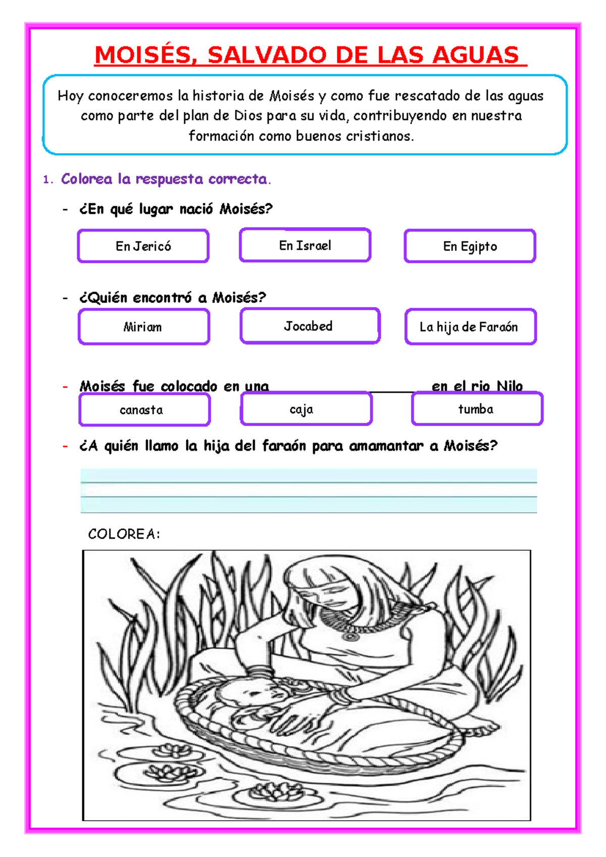 684046313 Ficha D2 Religion Moises - MOISÉS, SALVADO DE LAS AGUAS 1 ...