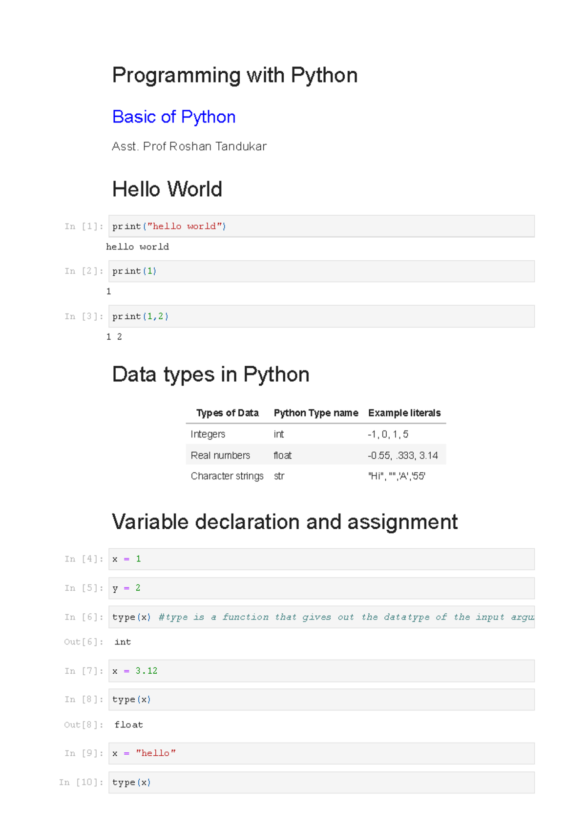 Python Programming Basics: Data Types & Operators (CS101) - Studocu