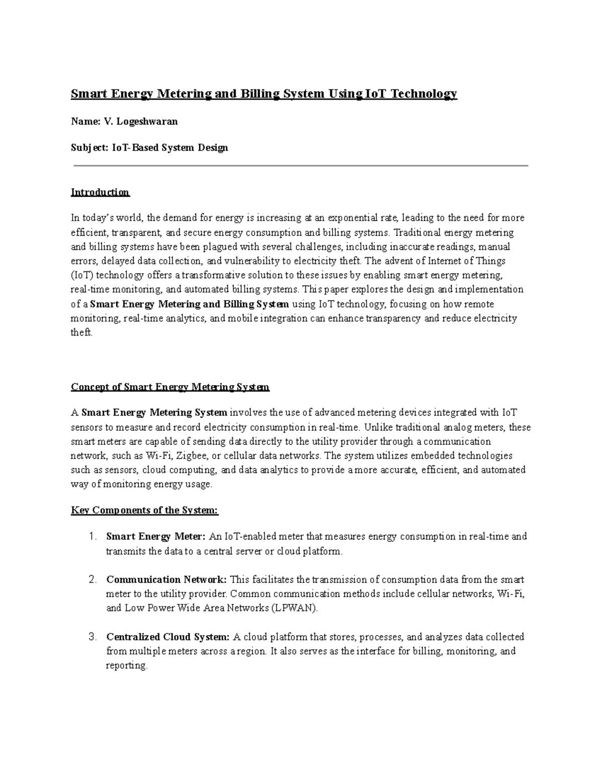 Smart Energy Metering & Billing System Design Using IoT Technology ...