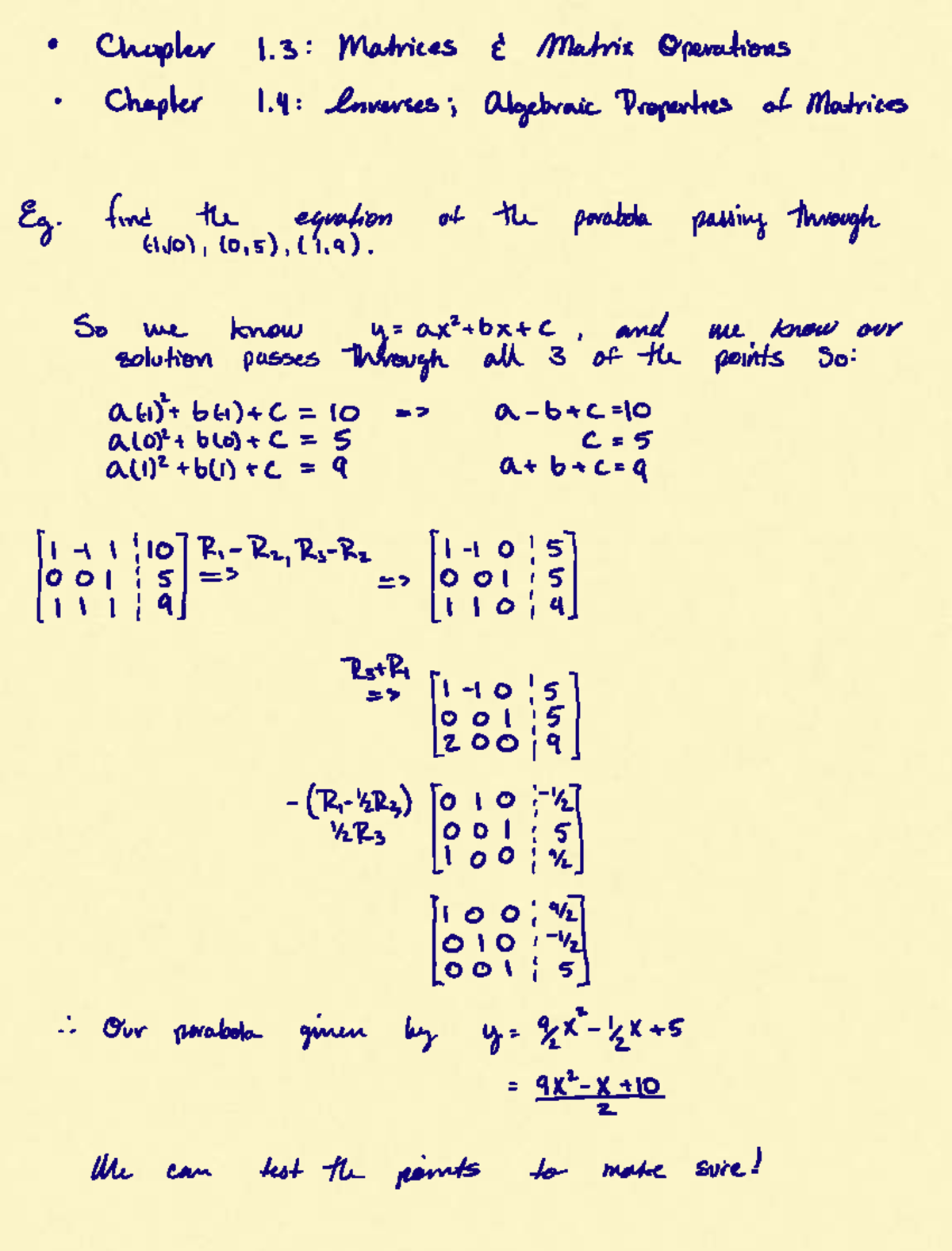 Lecture 2: Matrix Operations and Inverses (Chapter 1.3 & 1.4) Notes ...