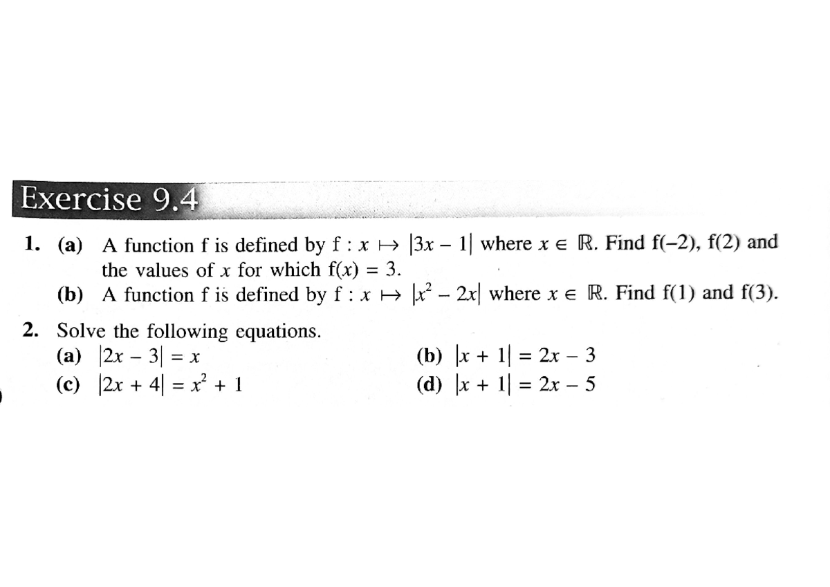Mathematics Exercise 9 - Function Analysis and Equation Solving - Studocu