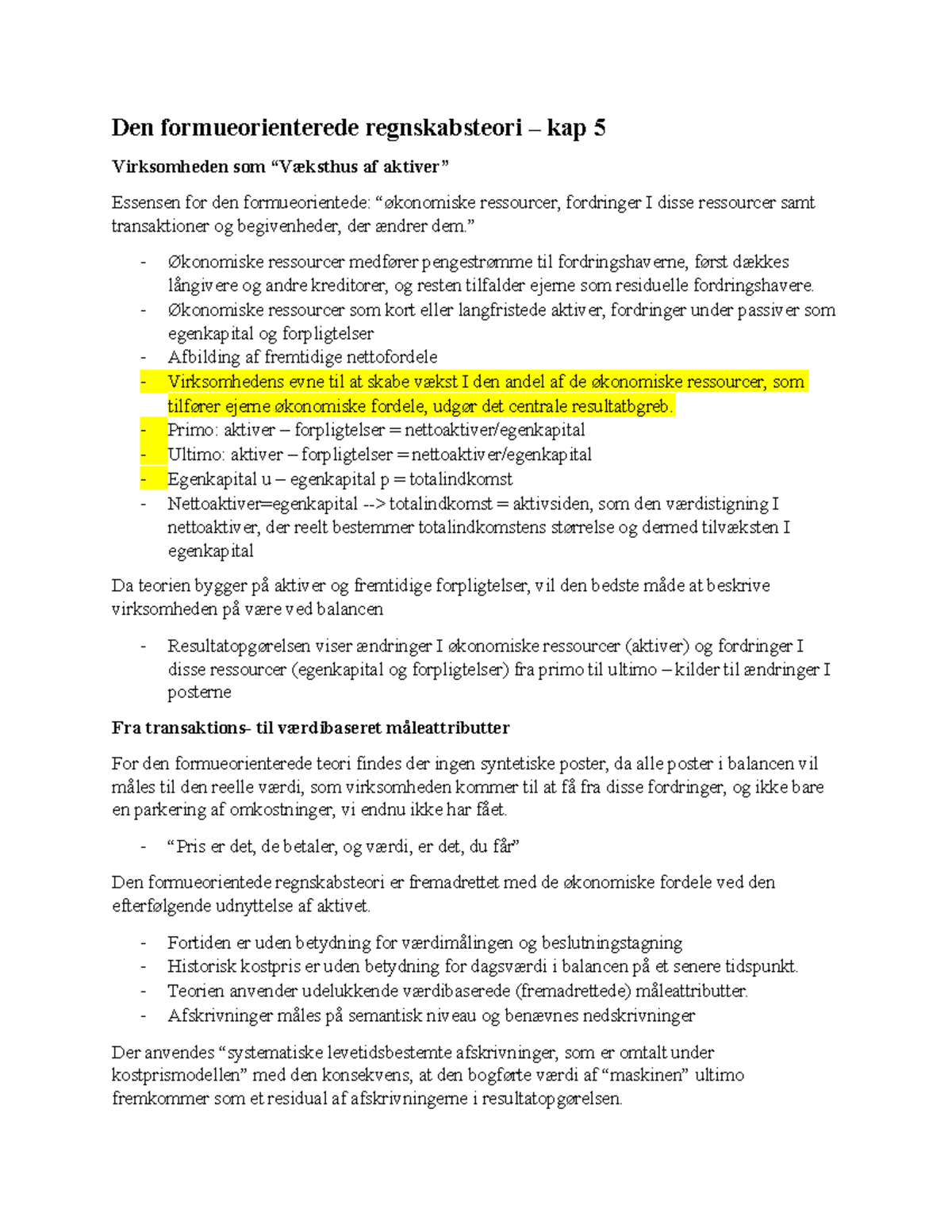 Den formueorienterede regnskabsteori uge 39 - Den formueorienterede ...