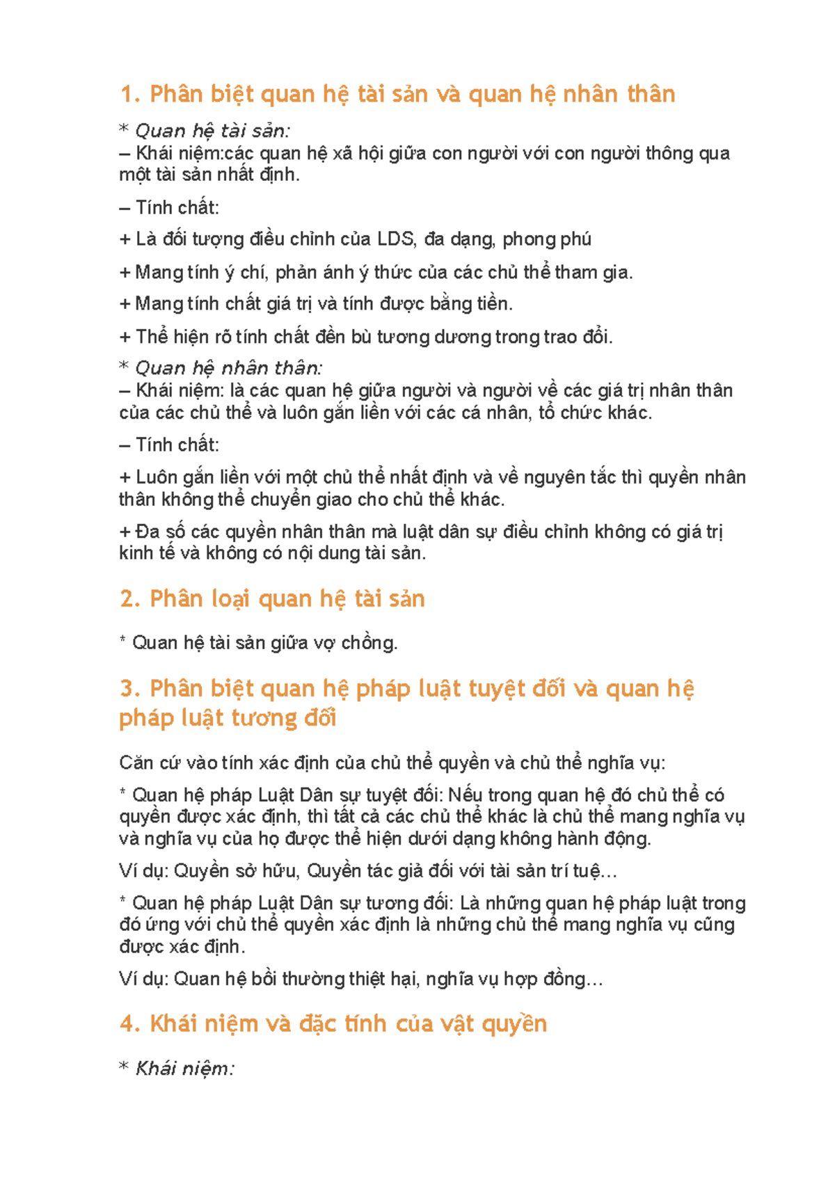 Cau hoi va dap an Luat dan su 2 - 1. Phân biệt quan hệ tài sản và quan ...