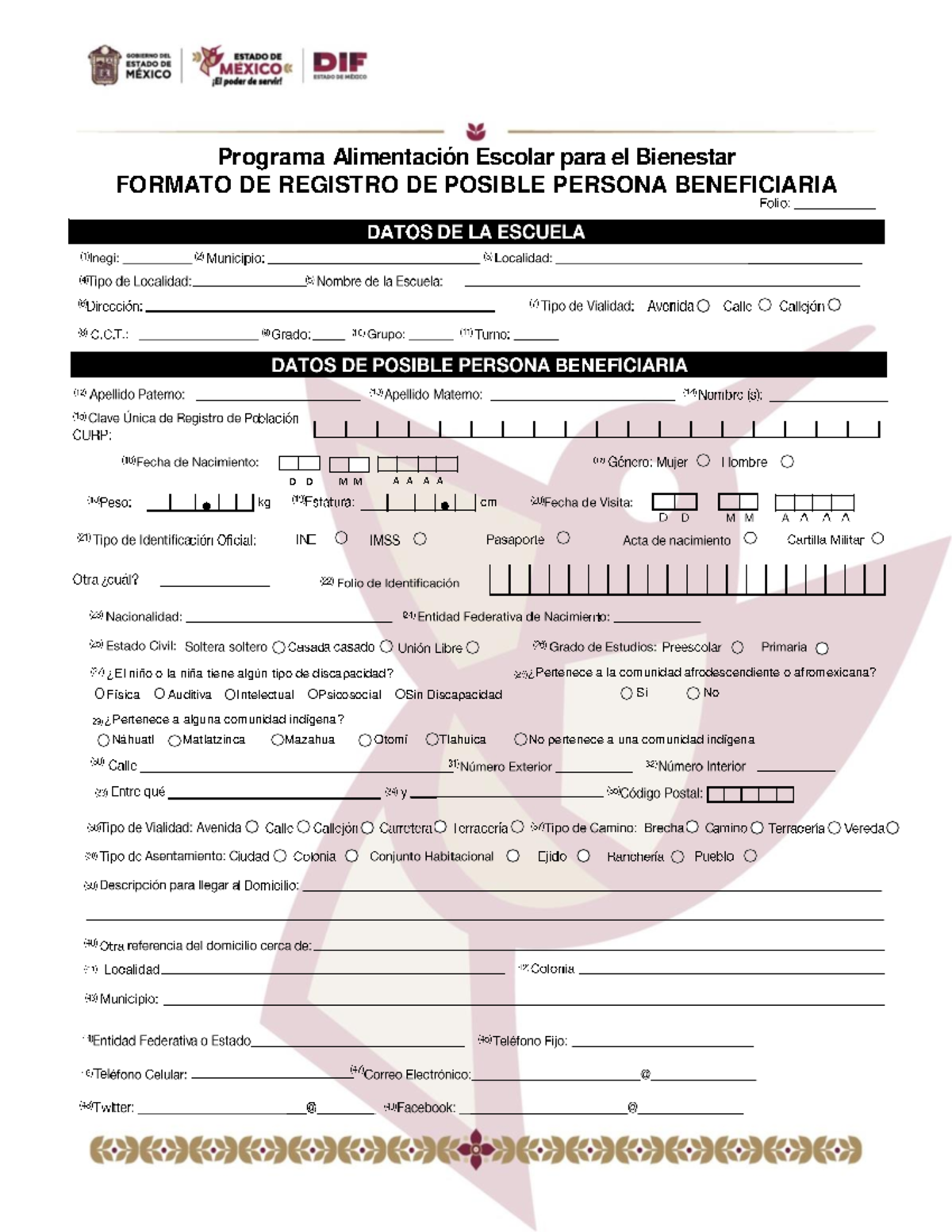 Formato de Registro de Posible Persona Beneficiaria VF24 - Studocu
