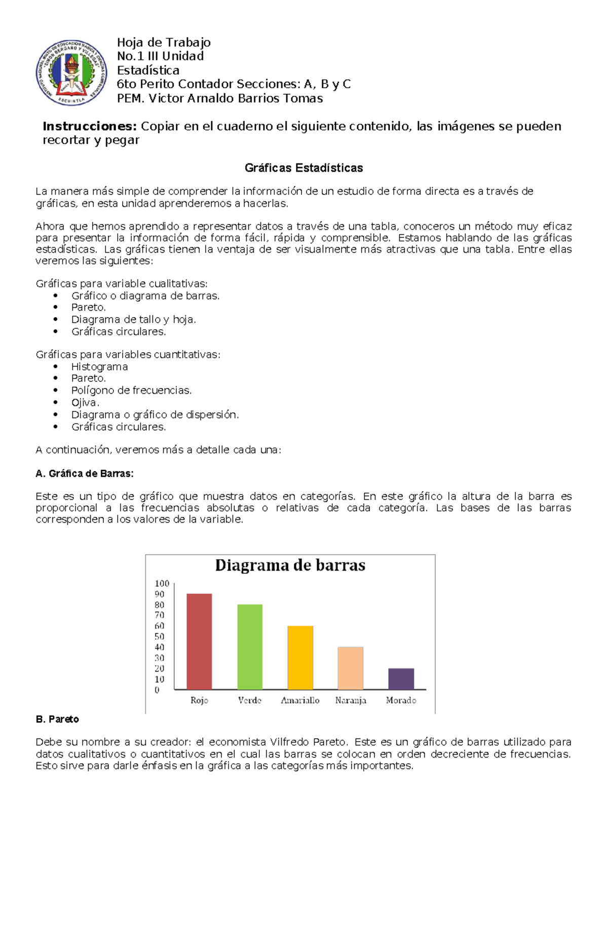 Hoja de Trabajo No.1: Gráficas Estadísticas - 6to Perito Contador - Studocu