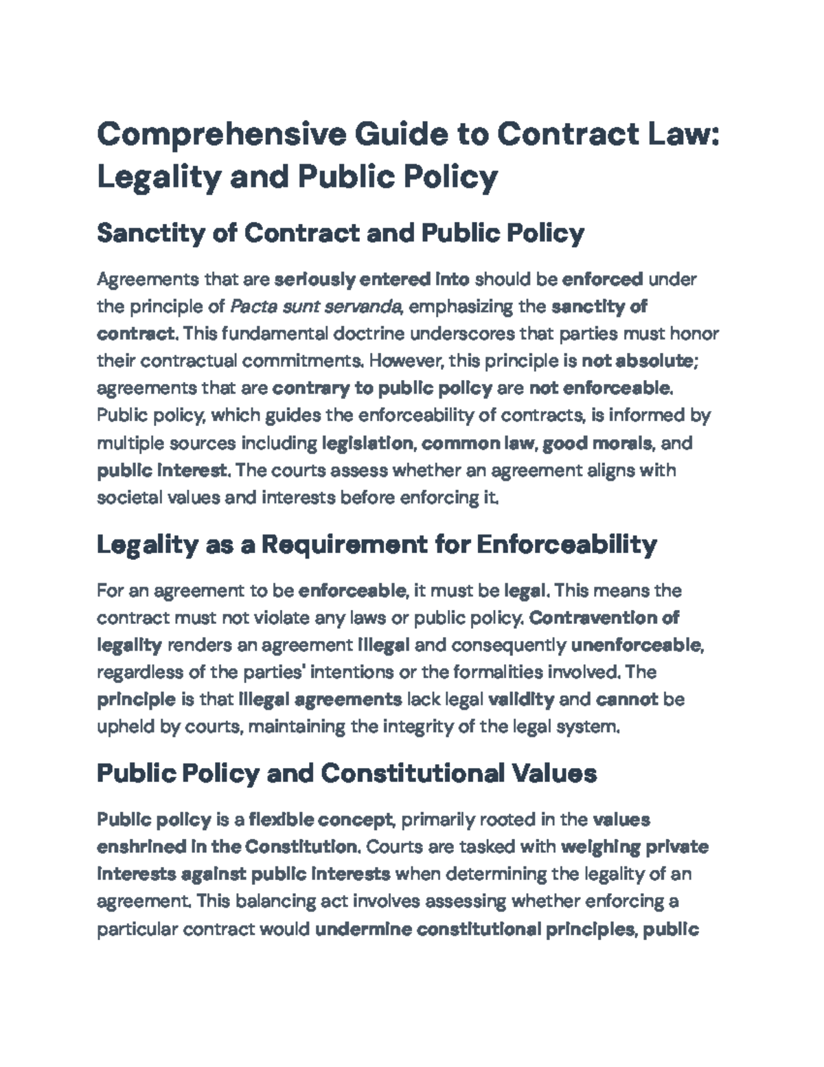 Comprehensive Overview of Contract Law: Legality & Public Policy ...
