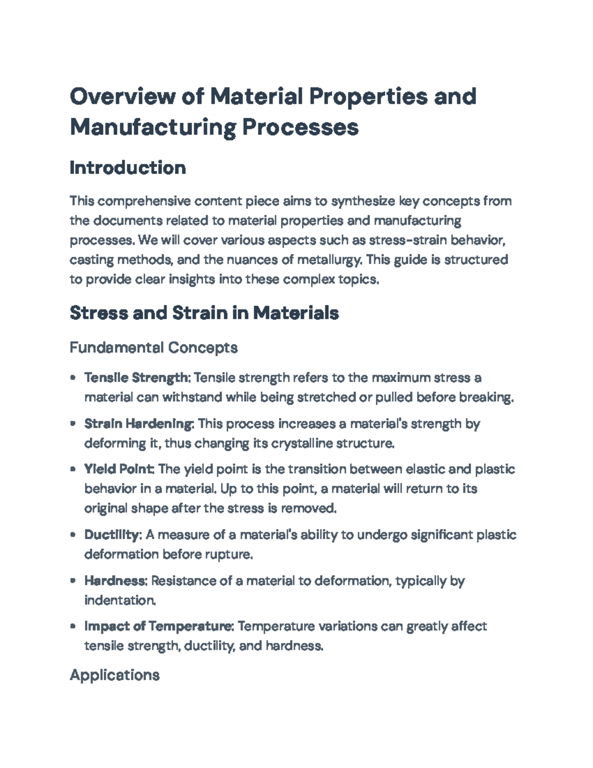 ENG101: Overview of Material Properties & Manufacturing Processes - Studocu