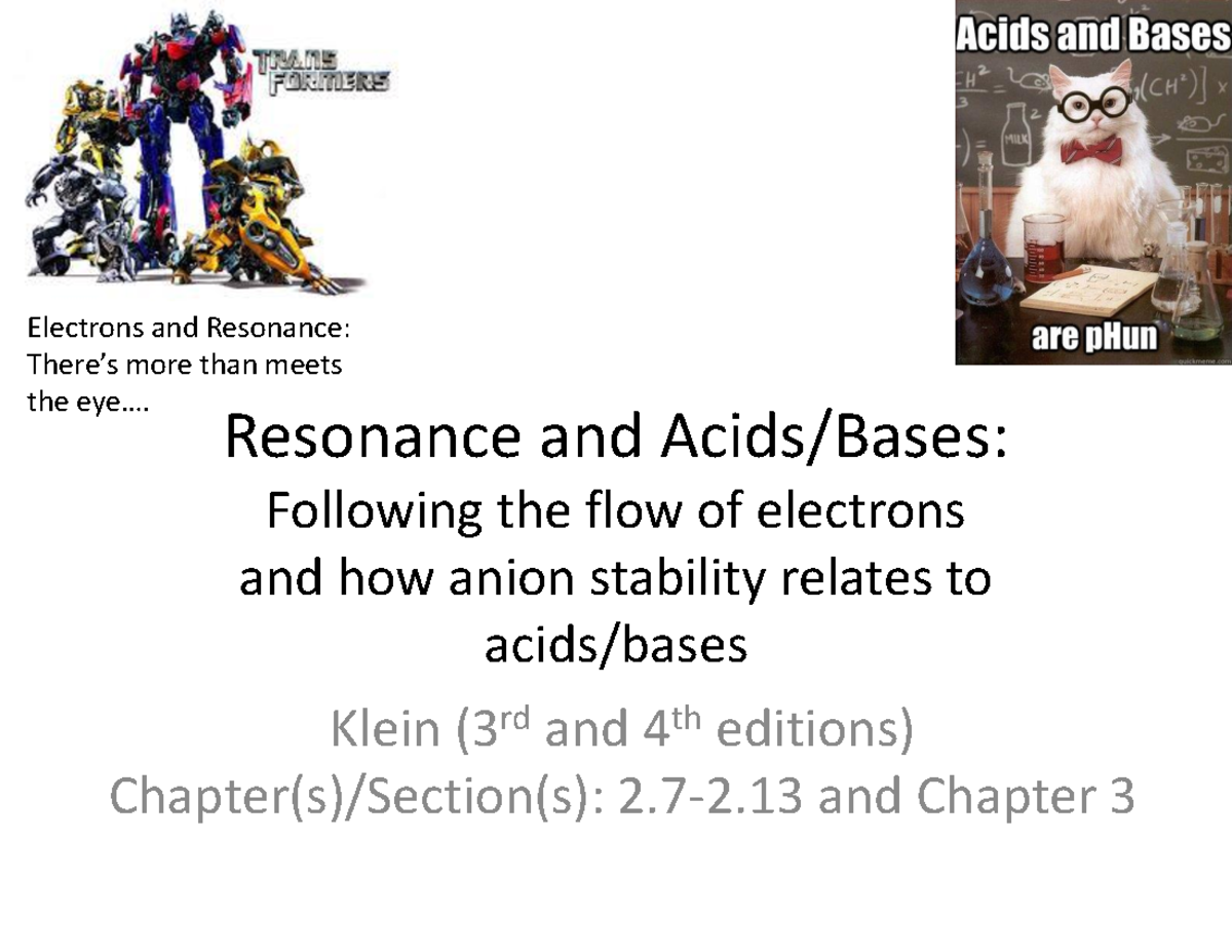 Final Exam Study Guide: Acidity Trends & Resonance Structures (CHEM 101 ...