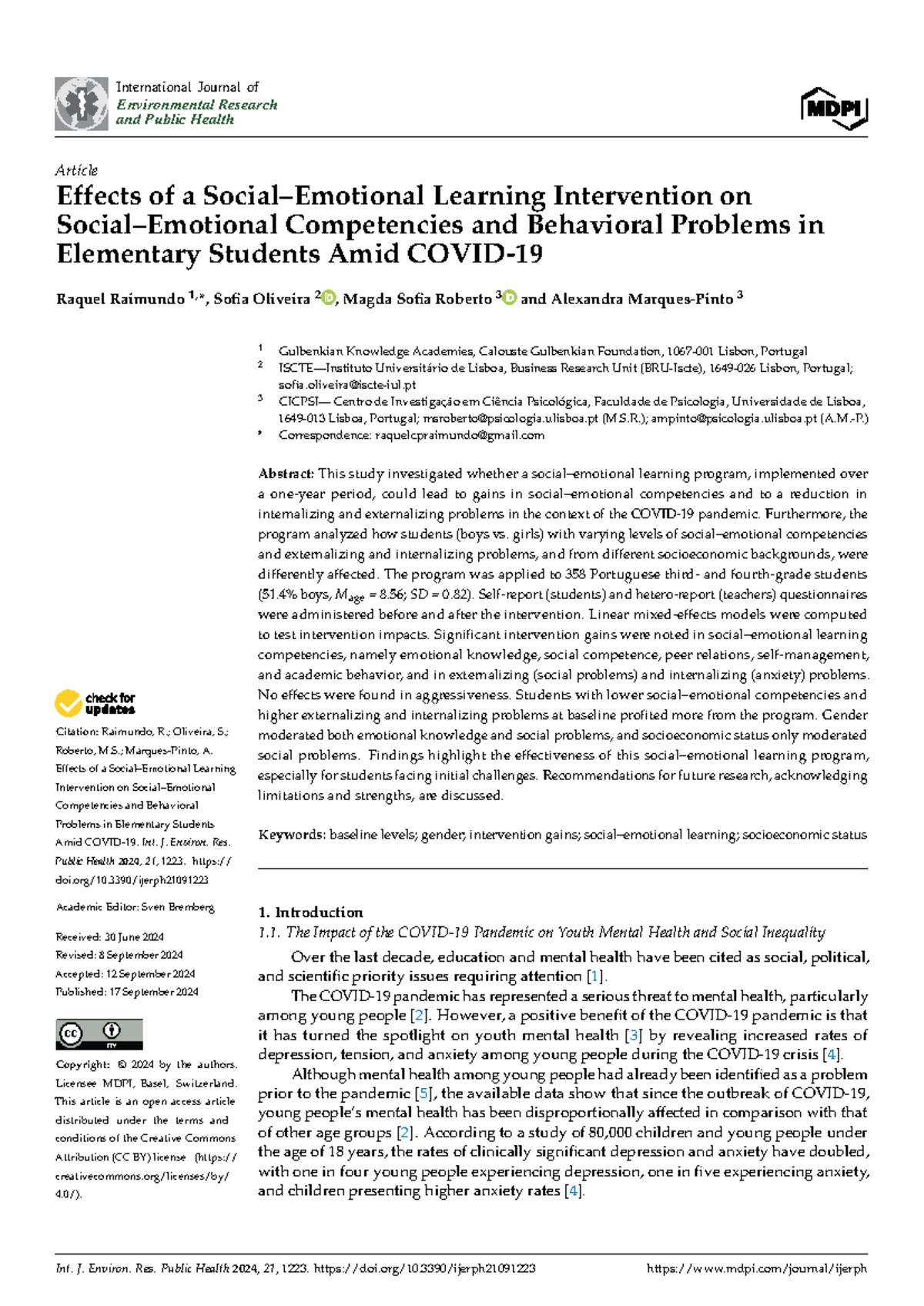 Effects of a Social-Emotional Learning Program on Elementary Students ...