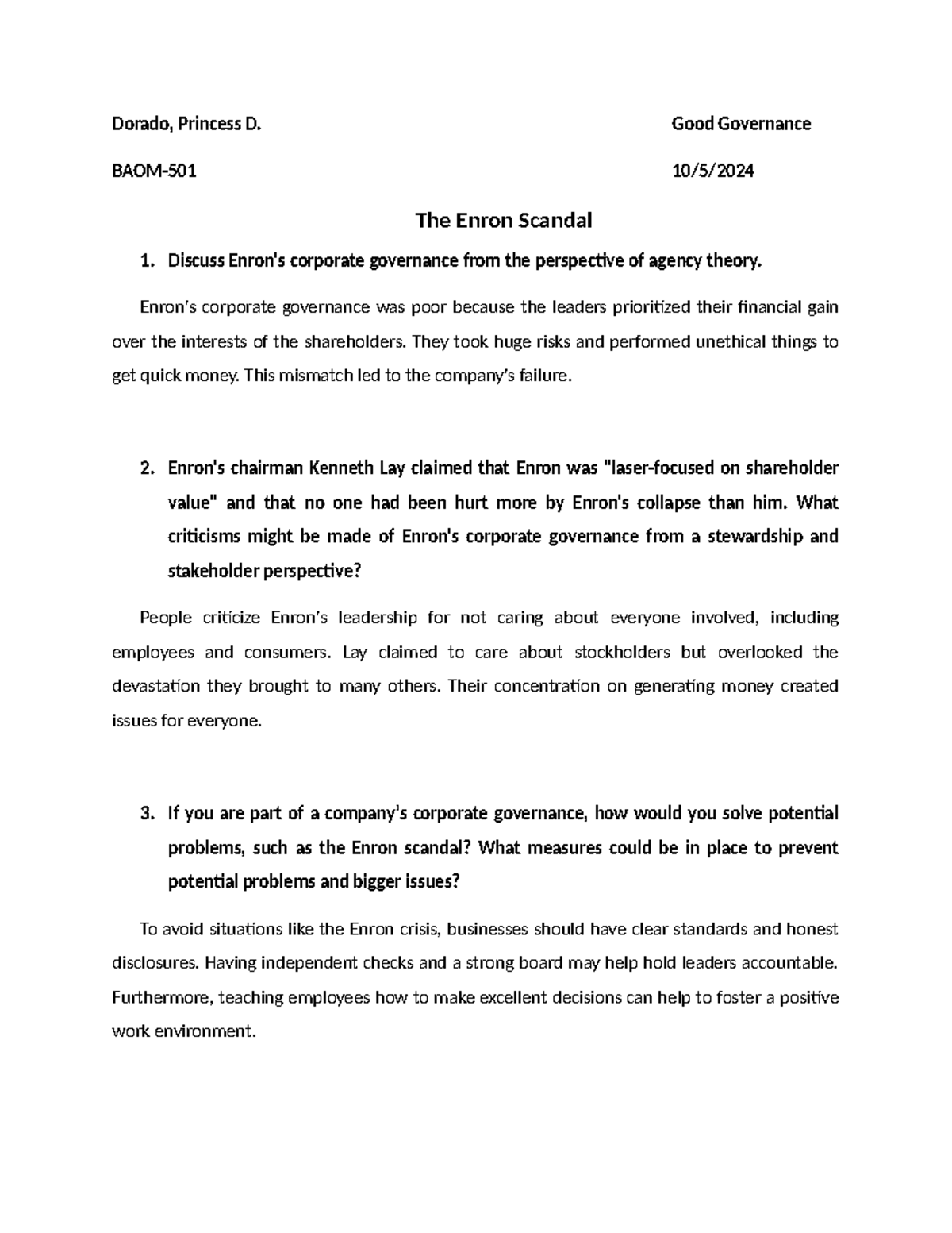Dorado, Princess D. BAOM501-GOOD Governance -3 Activity 2 - Dorado ...