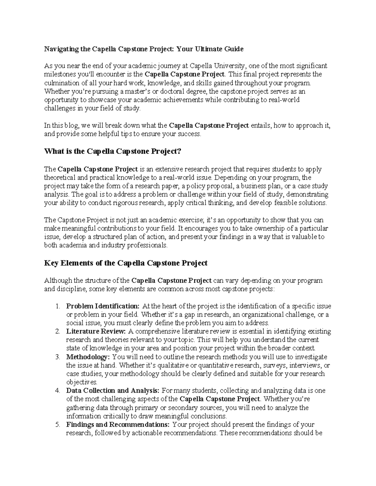 Navigating the Capella Capstone Project: Your Essential Guide - Studocu