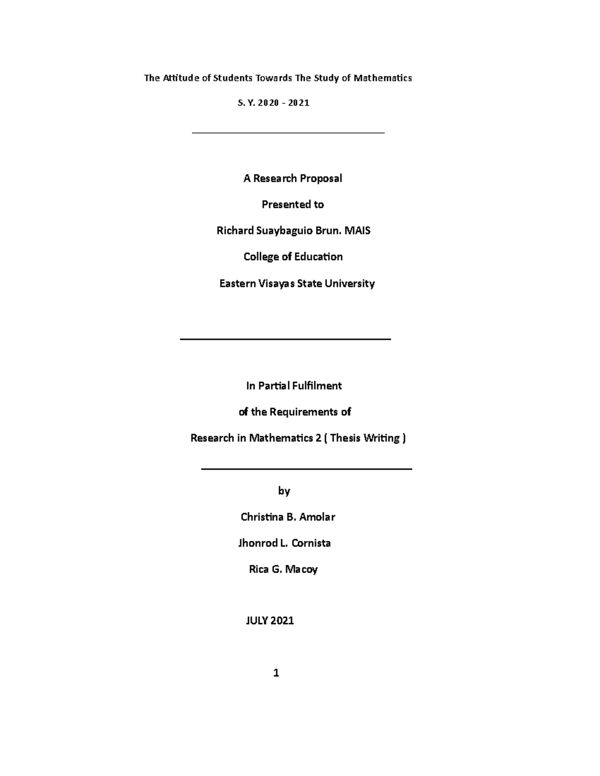 FULL Chapter BSED-MATH 3A - The Attitude of Students Towards The Study of Mathematics S. Y. 2020 ...