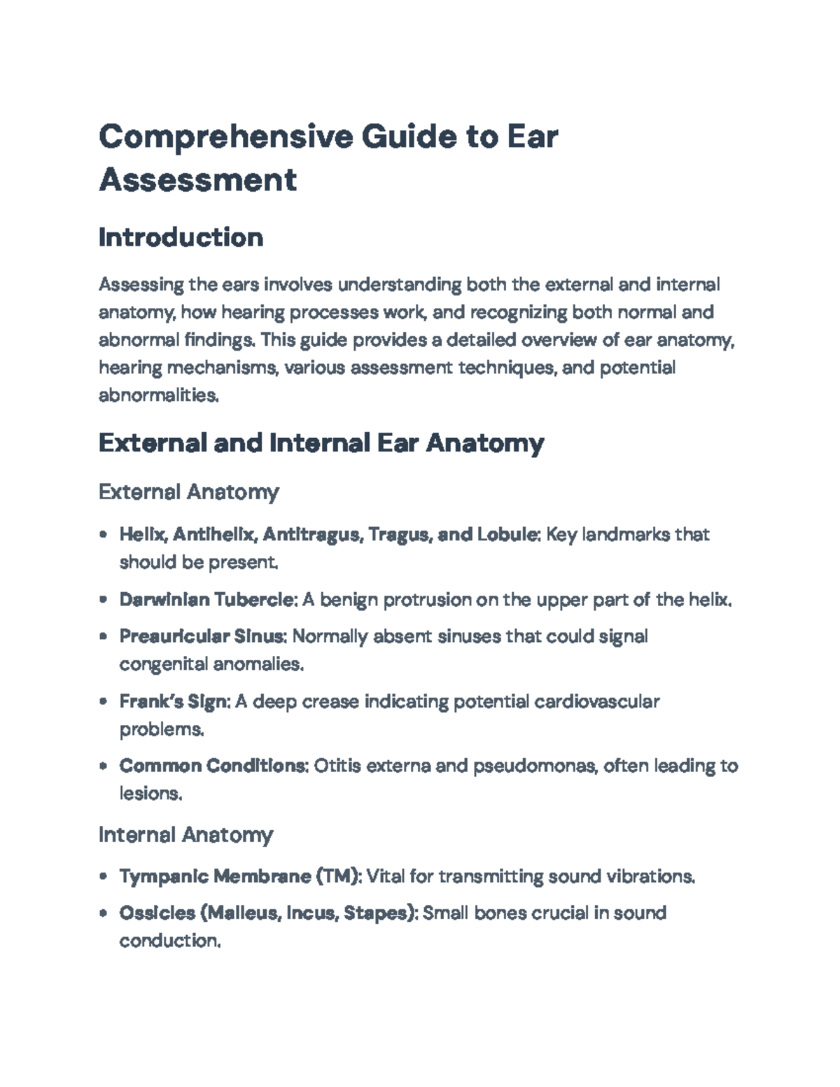 Comprehensive Guide to Ear Assessment Techniques and Disorders ...