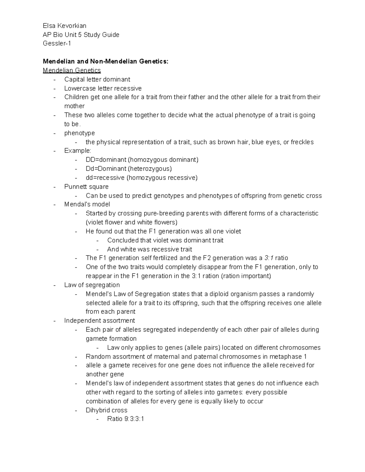 AP Bio Unit 5 Study Guide: Genetics & Human Diseases Overview - Studocu