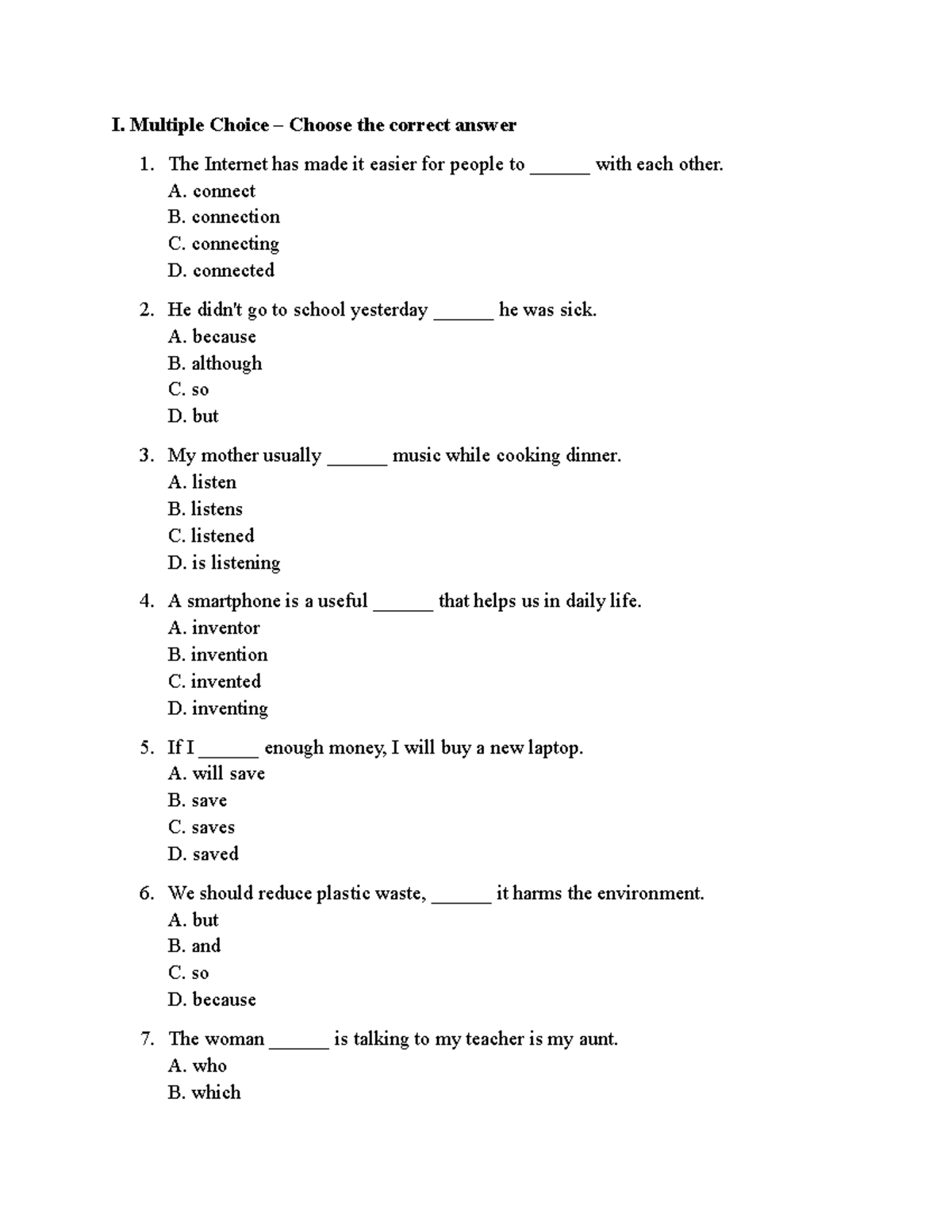 English Language Quiz & Exercises - L10 - Studocu