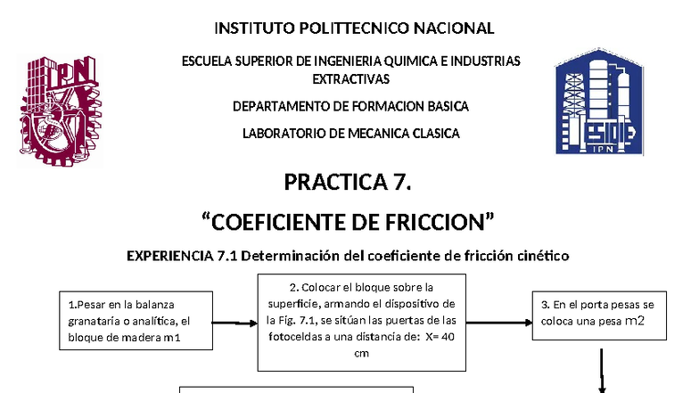 Práctica 7: Determinación de Coeficientes de Fricción - Mecánica ...