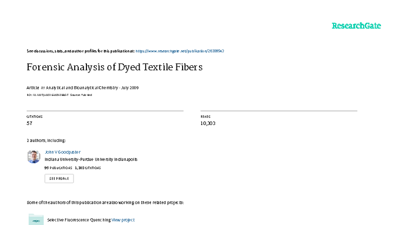 Forensic Analysis of Dyed Textile Fibers - Analytical Chemistry ...
